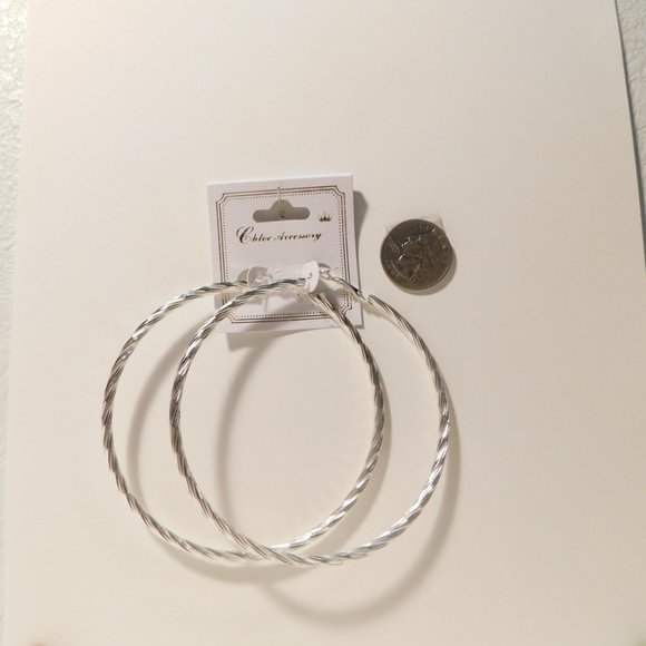 Chloe | Jewelry | Chloe Ladies Hoop Earrings Silver Tones Lever ...